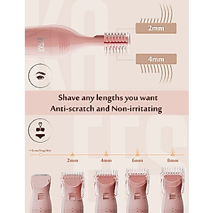 EESKA Bikini Trimmer for Women, 3 in 1 Cordless Electric Shaver Clipper IPX7 Waterproof Wet & Dry Use Lady Razor Groomer for Legs, Arms & Bikini with Painless Facial Hair Removal Eyebrow Trimmer