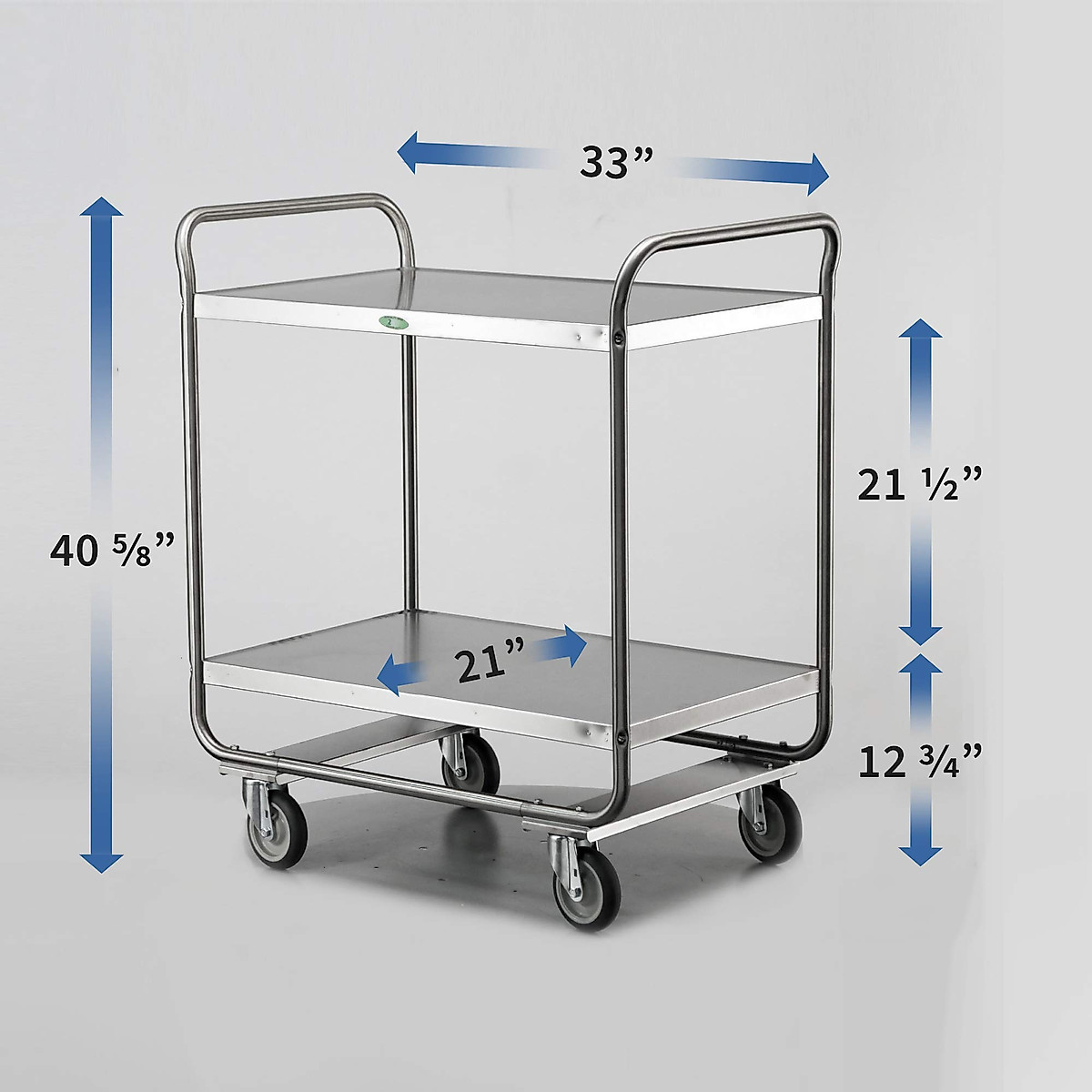 Lakeside Manufacturing 243 Utility Cart, Stainless Steel, 2 Shelves, 500 lb. Capacity (Fully Assembled)
