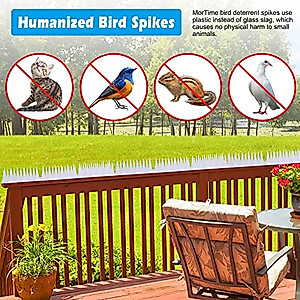 MorTime 12 Pack Bird Spikes 13.2 FT Bird Deterrent Spikes for Small Birds Squirrels Cats Keep Birds Away from Fence Roof Railing