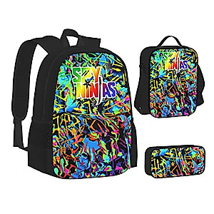 NKISMOODM Fire Large-Capacity Backpack Lunch Bag And Pencil Case 3 Piece Set Casual Lightweight Travel Daypacks Set