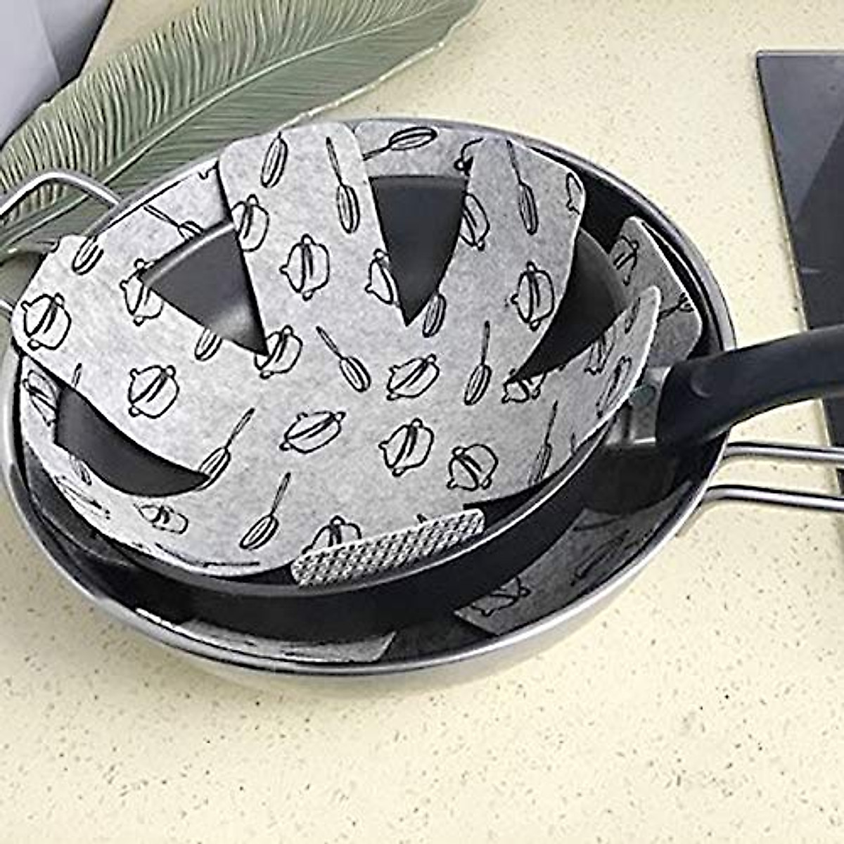 3Pcs Pot and Pan Protectors,3 Different Size Anti-Slip Pan Protectors for Stacking ，Use for Storing Pots, Pans, Frying Pans, Bowls or Other Cooking Utensils(11" × 11"/14" × 14"/15" × 15")