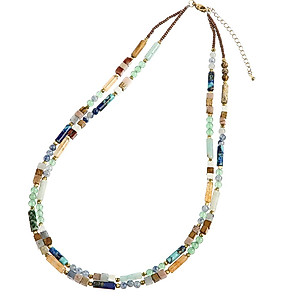 Boho Semi Precious Stone Beaded Mixed Layered Choker Necklace for Women