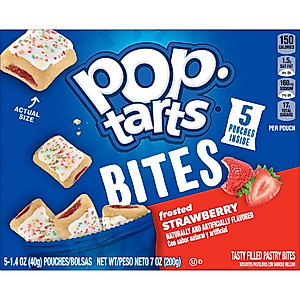 Pop-Tarts Baked Pastry Bites, Kids Snacks, School Lunch, Frosted Strawberry (5 Boxes, 25 Pouches)