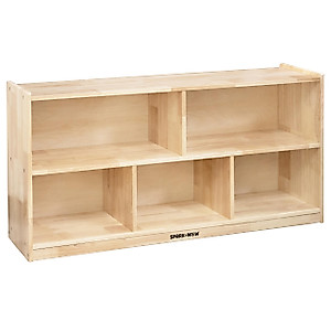 SPARK & WOW 5-Compartment Solid Wood Storage Cabinet - Toy Shelf Organizer - Shelves for Classroom - Includes Optional Wheels