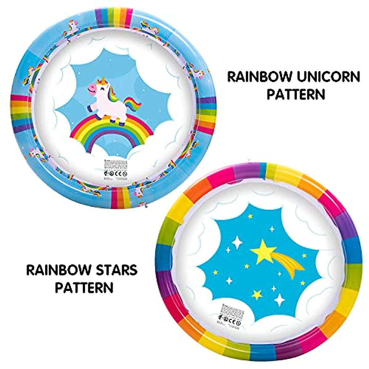 JOYIN Inflatable Kiddie Pool, 2 Pack 47'' Rainbow Unicorn Baby Swimming Pool 3 Ring Swim Pool for Kids, Water Pool for Seasonal Merriment for Ages 3+