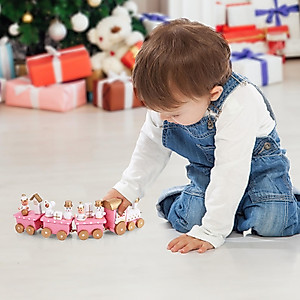 Wooden Train Small Train Christmas Toy Train Mini Train Christmas Train Four Section Train Xmas Train Toy Train for Kids Train Toy Kids Playing Train Desktop Train 4 Section Train