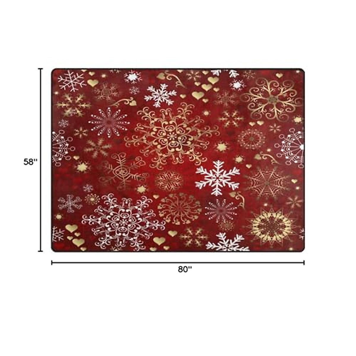 ALAZA Christmas Red Gold and White Snowflake Winter Area Rug Rugs for Living Room Bedroom 7' x 5'