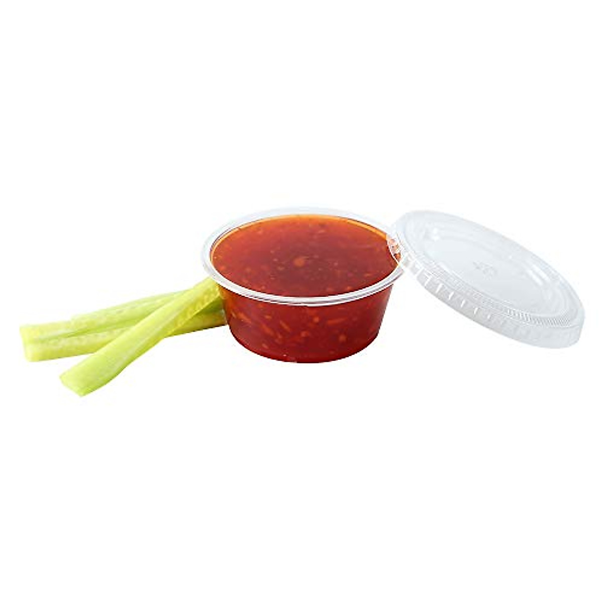 TashiBox 400 Sets - 2 oz Jello Shot Cups with Lids, Small Plastic Portion Cups with Lids, Disposable Condiment Containers for Sauce