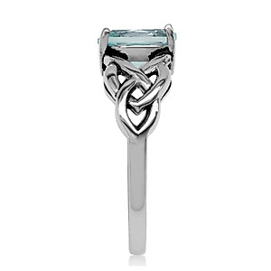 Silvershake 1.5 Carat Genuine Blue Topaz 925 Sterling Silver Celtic Knot Solitaire Ring Size 8.5