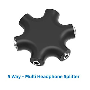 EBEETECH 3.5mm Multi Headphone Audio Splitter 5-Jack Female Connector Adapter with 3.5mm Stereo Cable 20cm & 100cm, 3-in-1Pack