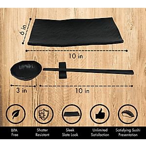 Sushi Unlimited Sushi Set for Two: Sushi Plates, Soy Sauce Bowls, Chopsticks, Includes Chopstick Holders!
