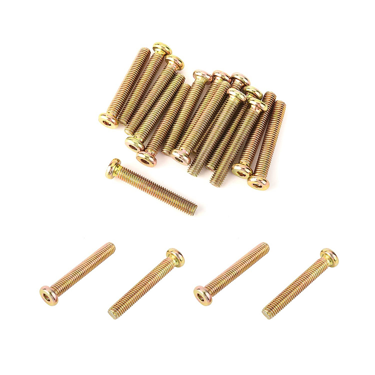 MroMax 15Pcs M8 x 50mm Hex Socket Flat Head Screws, Colorful Zinc Plated Carbon Steel, Fully Threaded, Hex Drive, Socket Cap Furniture Bolts Fastener for Crib, Bed Frame, Chair and Cabinet