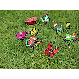 DatingDay 10 Pack Colourful Garden Butterflies On Sticks Miniature Fairy Garden Decoration