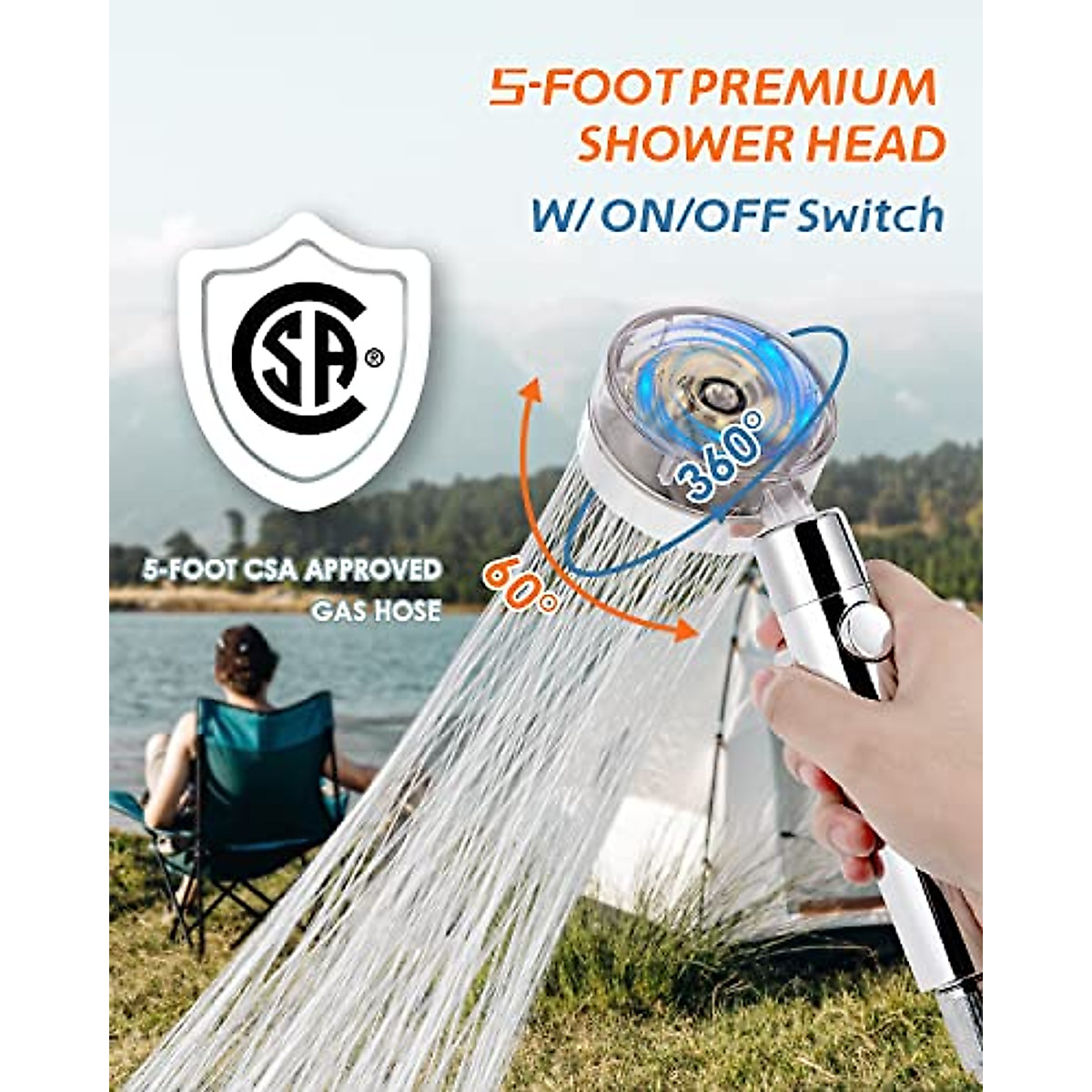 Hapyvergo 7L Portable Propane Gas Water Heater 1.85 GPM Outdoor Tankless Instant Hot Water Heater With Digital Display For Shower RV Camping Cabin Boat Barn