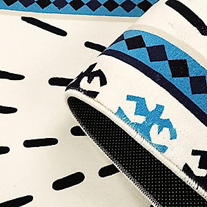 HAOCOO Evil Eye Runner Rug 2’x 5’ Non-Slip Washable Kitchen Area Rug Boho Chic Distressed Tribal Decorative Soft Velvet Creative Floor Carpet Bath Rug for Bedroom Living Room Entryway Hallway