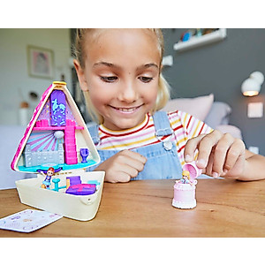 Polly Pocket Playset, Travel Toy with 2 Micro Dolls & 3 Accessories, Pocket World Birthday Cake Bash Compact