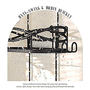 Bunoxea Anti-Swing Hanging Shower Caddy, Over Head Shower Caddy Extra-Large Rustproof with Hooks for Razors, Sponge and more, Metal Black