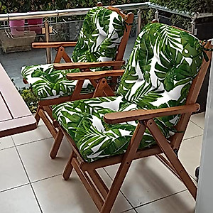 TWLEAR Indoor/Outdoor Wicker Chair Cushions, U-shape Tufted Patio Seat Cushions All Weather for Outdoor Furniture Home Garden Office Chair Use, 19”x19”x5”, 2 Pack, Palm Green