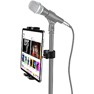 woleyi Tablet Mic Stand Holder, Microphone Music Tablet Mount with Ultra Stable C-Clamp, Compatible with iPad Pro/Air/Mini, Galaxy Tabs/Z Fold, Fire HD, iPhone, More 4.7-13" Cell Phones and Tablets