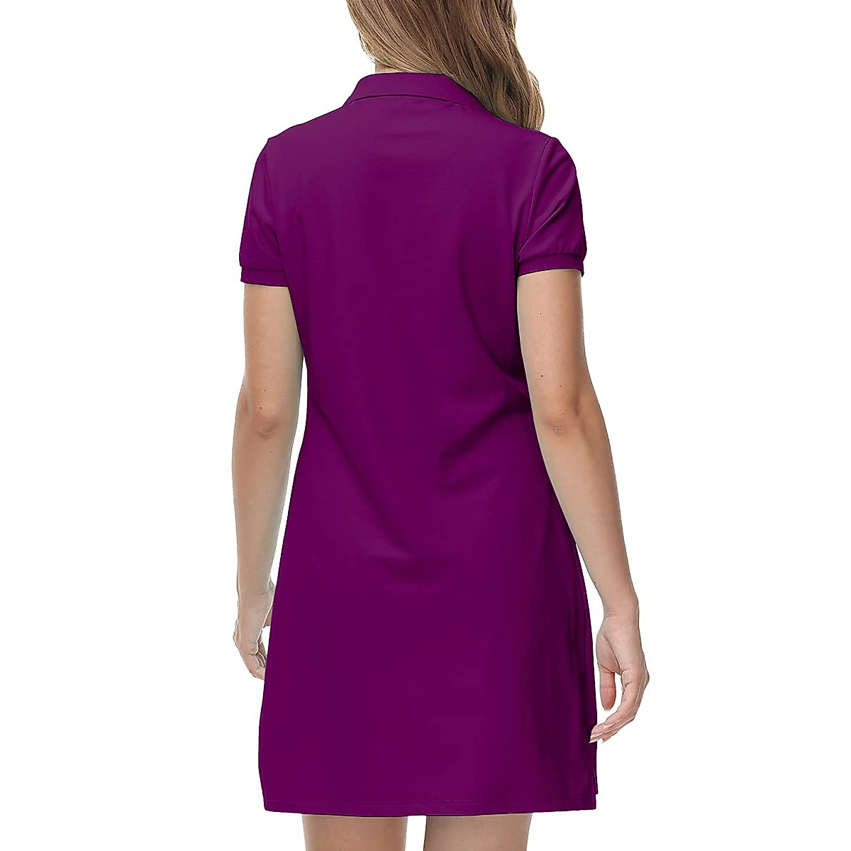 JINSHI Women's Short Sleeve Dress Golf Running Workout Athletic Dresses Comfortable & Soft Purple Small