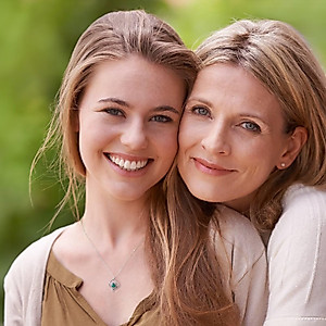 March Birthstone Necklace for Women, Blue Aquamarine Necklace Love Heart Birthstone Jewelry Anniversary Valentines Day Gift for Her Mothers Day Christmas Birthday Gift for Her Mom Wife Girlfriend