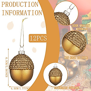 Lyrow 12 Pcs Christmas Acorn Ornaments Artificial Acorn Decor Farmhouse Small Hanging Ornament for Christmas Tree Plastic Mini Fake Acorns for Crafts Xmas Winter Party Decorations (Bronze)