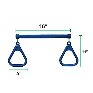 Jungle Gym Kingdom Swing Sets for Backyard, Monkey Bars & Swingset Accessories - Set Includes 18" Trapeze Swing Bar & 48" Heavy Duty Chain with Locking Carabiners - Outdoor Play Equipment (Blue)