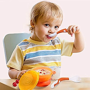 Baby Utensils Spoons Forks 3 Sets, Cute Stone Toddlers Feeding Training Spoon and Fork Tableware Set Easy Grip Heat-Resistant Bendable BPA Free Great Self-Feeding Learning Spoons Forks for Kids