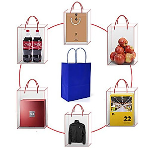 AZOWA Gift Bags Small Kraft Paper Bags with Handles (5 x 3.1 x 8.2 in, Royal Blue, 12 Pcs)