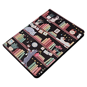 Case for iPad Air 11 Inch M2(2024), iPad Air 6th/5th/4th Gen (2024/2022/2020) 10.9 inch, Slim PU Leather Multi-Angle Smart Shell Stand Cover with Auto Wake/Sleep, Cat on Bookshelf