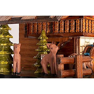 Cuckoo-Palace Large German Cuckoo Clock - The Seesaw Mill Chalet with Quartz Movement with Moving Seesaw - Black Forest Clock