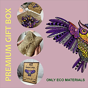 Large OWL Wooden Jigsaw Puzzle for Adults Animal Jigsaw Puzzle Best Gift for Her Him Birthday Christmas 5th Anniversary Family Game Educational Toy Owl Wood Wall Decor