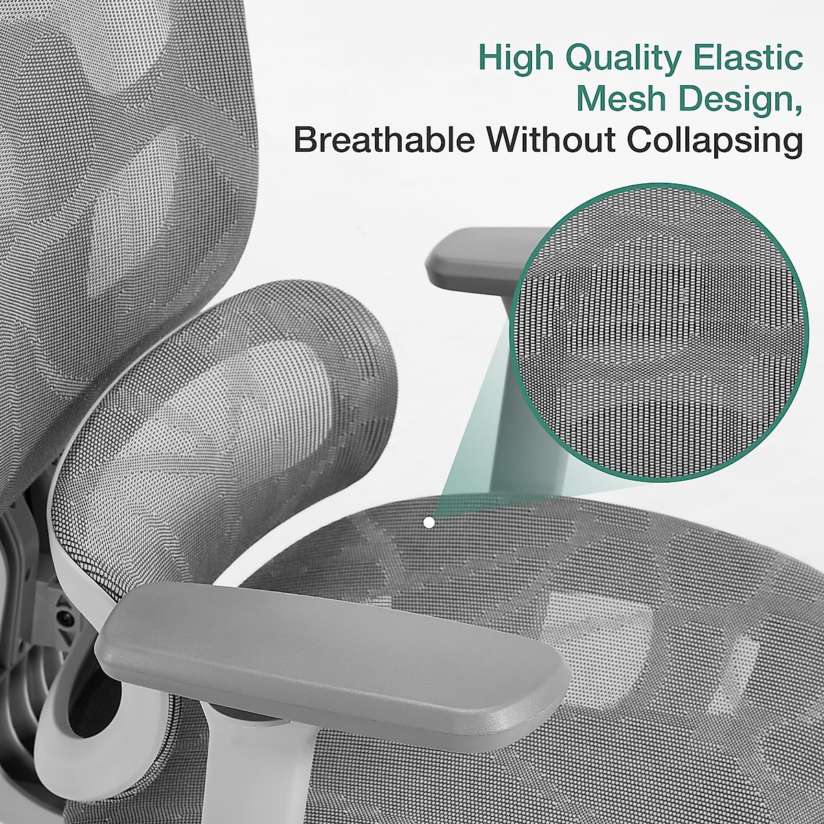 Novilla Ergonomic Office Chair, Adjustable Headrest with 3D Armrest, Office Chair with Adjustable Lumbar Support, Retractable Footrest, Mesh Office Chair High Back Gaming Chair, Grey