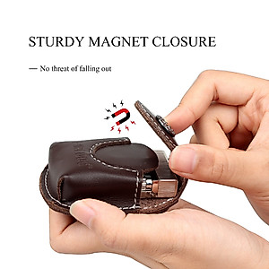 FIREDOG Zippo Lighter Pouch, Leather Zippo Lighter Case Holder with Clip for Belt