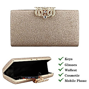 Womens Glitter Evening Bag Bling Cocktail Party Sequin Handbag Prom Party Wedding Purse (Rose gold color)