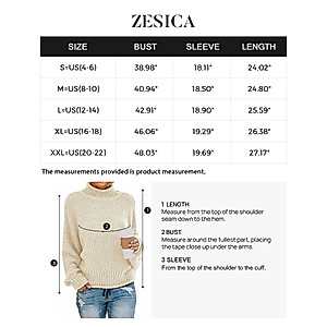 ZESICA Women's Turtleneck Batwing Sleeve Loose Oversized Chunky Knitted Pullover Sweater Jumper Tops,Apricot,Small