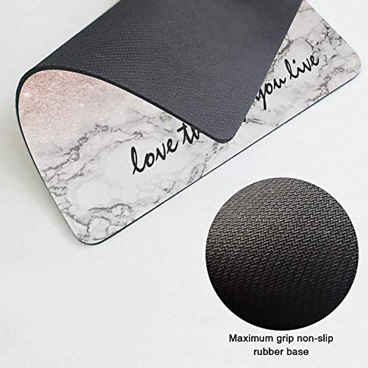 Galdas Gaming Mouse Pad Pink Marble Design Mousepad Non Slip Rubber Mouse Mat Rectangle Quote Inspirational Mouse Pads for Computers Laptop - Love The Life You Live