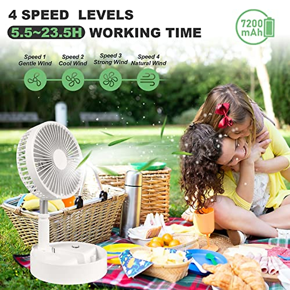 BIGTREE Portable Standing Fan with Remote Controller,8 inch USB Desk Fan,Adjustable Height,Quiet Foldable Floor Fan,Telescopic Pedestal Fans for Personal Bedroom Office Fishing Camping (Oscillating)