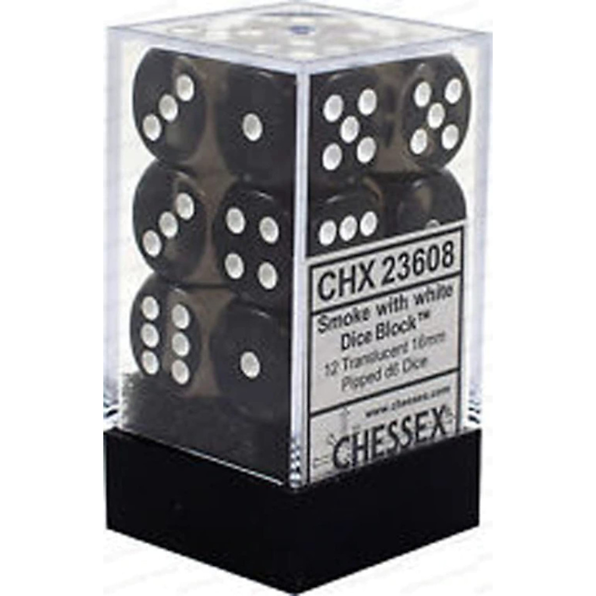 DND Dice Set - Chessex D&D Dice - 16mm Translucent Smoke & White Plastic Polyhedral Dice Set-Dungeons and Dragons Dice Includes 12 Dice – D6, Various (CHX23608)