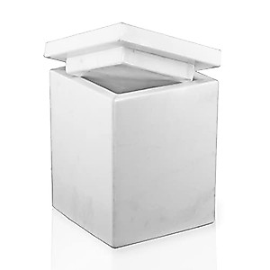 WORHE 100% Natural Marble Cotton Swab Ball Holder with Lid White Marble Canister for Qtips Jewelry Necklace Ring Earring Coffee Bean Canister Storage jar Gift Case (DLW201)