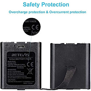 Retevis RT628 Walkie Talkie for Kids VOX Portable 22 Channel Kids Walkie Talkies Bundle with USB Charging 1000mAh Rechargeable Battery(Black, 1 Pack)