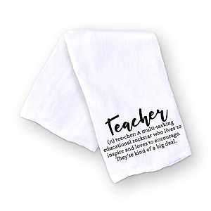 Handmade Teacher Kitchen Towel - Definition of a Teacher - 100% Cotton Hand Towel for Teacher Appreciation - 28x28 Inch Perfect Teacher Gifts from Student-Housewarming-Christmas Gift (Teacher)