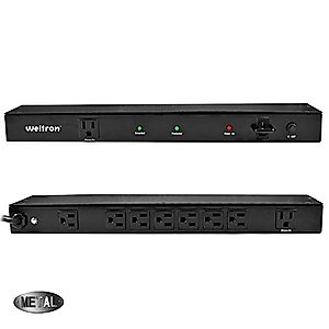WELTRON Rack Mountable Surge Protector 15' Black 1U, (WSP-900RM)