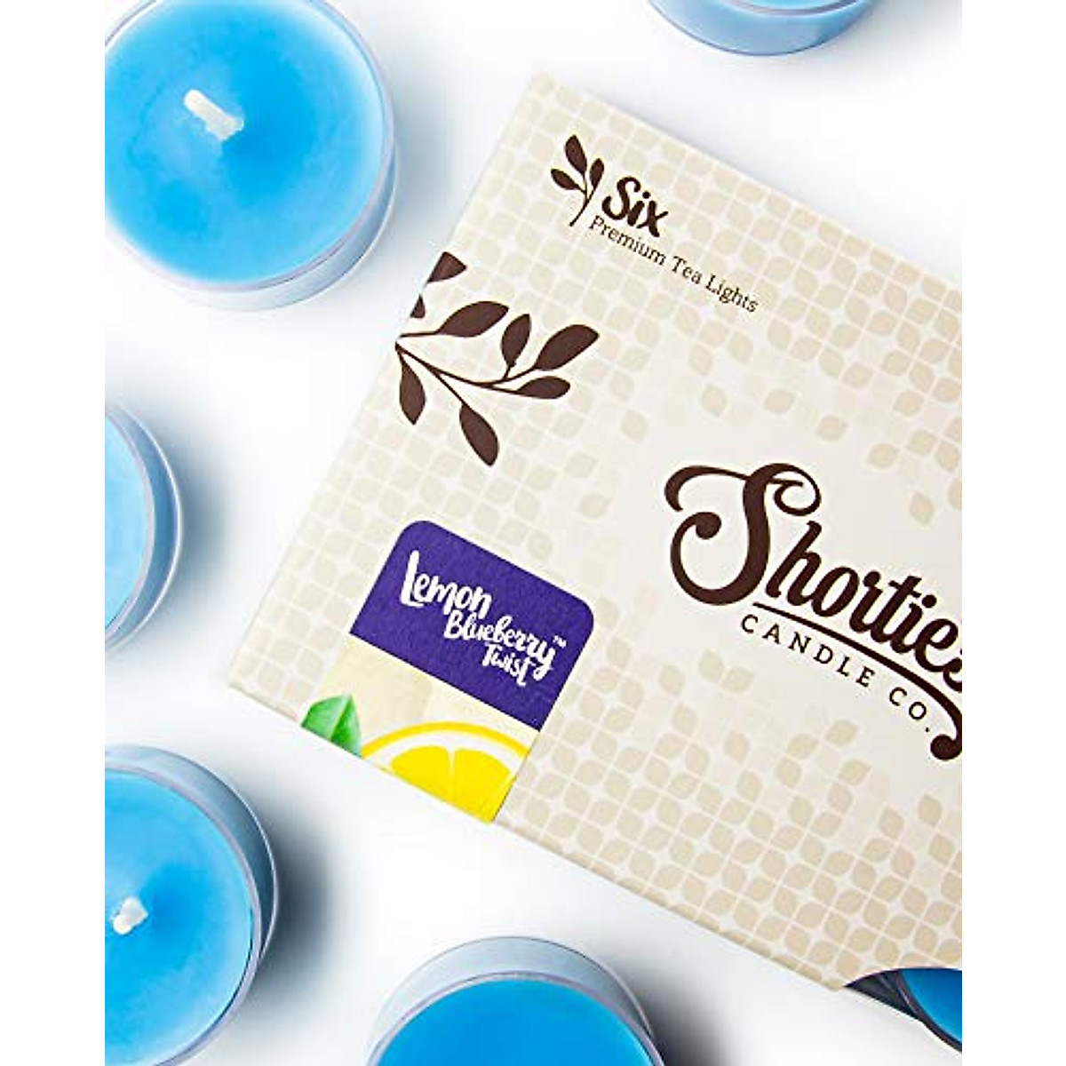 Lemon Blueberry Twist Premium Tealight Candles - Highly Scented with Essential & Natural Oils - 6 Blue Tea Lights - Beautiful Candlelight - Made in The USA - Fruit & Berry Collection