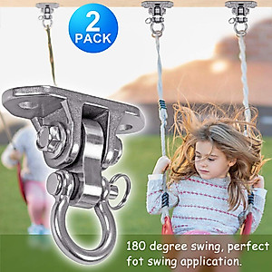IOH 2 Pcs Heavy Duty Swing Hangers Stainless Steel 304 antirust【2000 lb Capacity】 180° Silent Swing, Playground Porch Yoga Seat Trapeze, Hammock Chair, Hanging Kit, Swing Set Indoor Outdoor