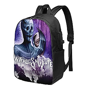 Motionless Rock in Band White Travel Laptop Backpack, Business Anti Theft Durable Backpack With USB Charging/Headphone Port Daypack College School Computer Bag Gifts for Men & Women Fits 17x 12 x 6.5 Inch Bookbag