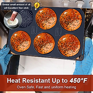 GDDGCUO Hamburger Bun Pan, 4 Inch Silicone Hamburger Bun Mold, 6 Cup Big Baking Pan for Homemade Hamburger Buns, Dishwasher Safe