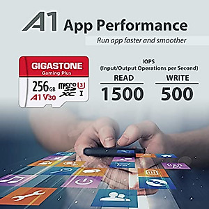 [Gigastone] 256GB Micro SD Card, Gaming Plus, MicroSDXC Memory Card for Nintendo-Switch, Wyze, GoPro, Dash Cam, Security Camera, 4K Video Recording, UHS-I A1 U3 V30 C10, up to 100MB/s, with Adapter