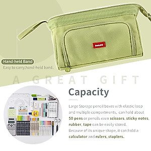 HVOMO Pencil Case Large Capacity Pencil Pouch Handheld Pen Bag Cosmetic Portable Gift for Office School Teen Girl Boy Men Women Adult (Green)
