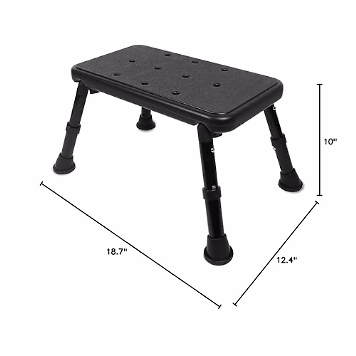 Pepe - Bath Step Stool for Adults Heavy Duty (395 lb, 8" - 10"), Caravan Kitchen Stool, Bath Steps for Elderly, Step Stools for Seniors Adjustable, Non Slip Stepping Stool, Safety Step Stool, Black.